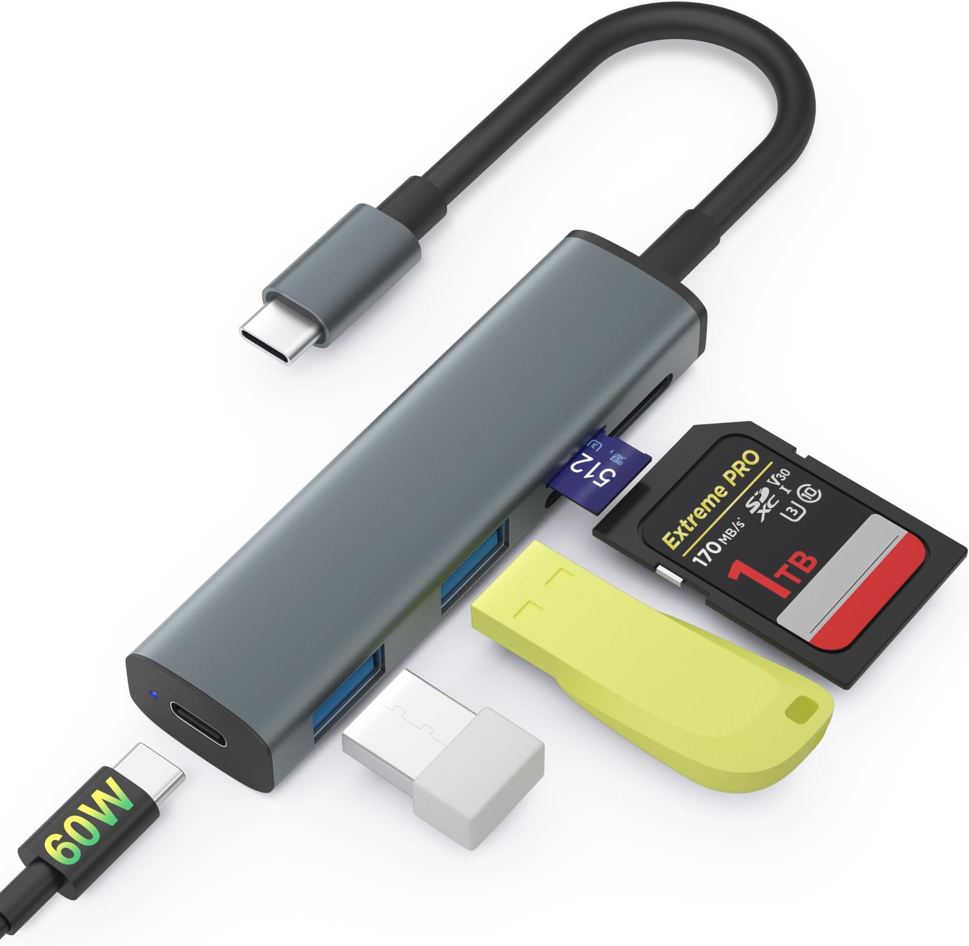 Amazon.com: TIANSONG USB C SD Card Reader, Memory Card Reader with 60W ...