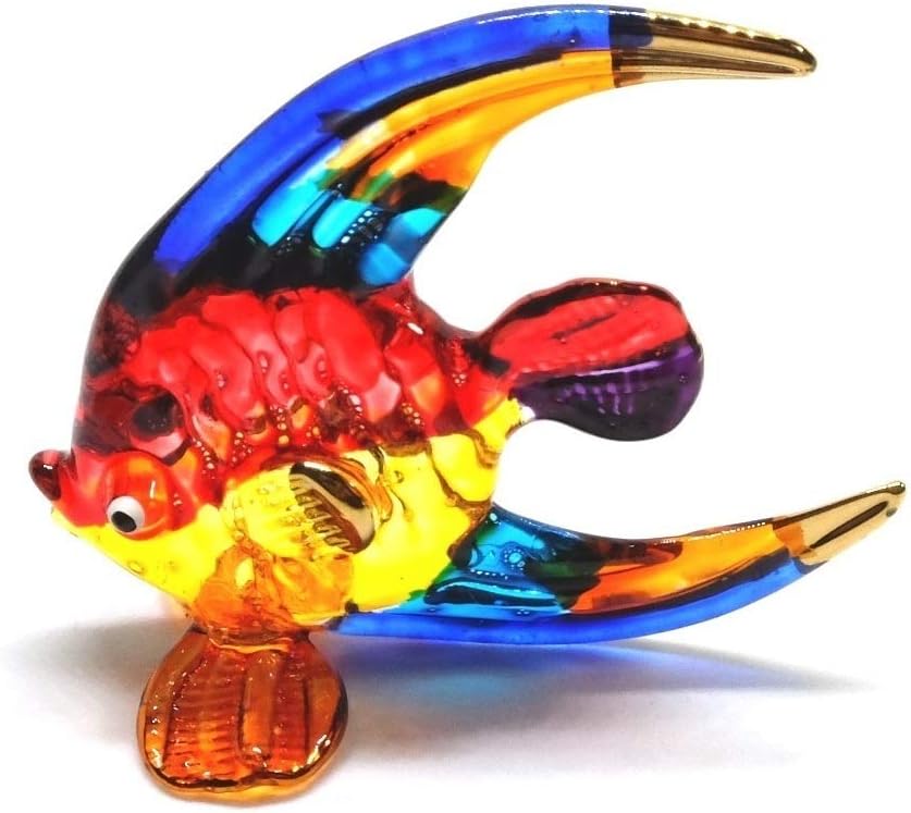 Handmade Mini 2" Blown Glass Angelfish Fish Fantasy Figurines Figures ...