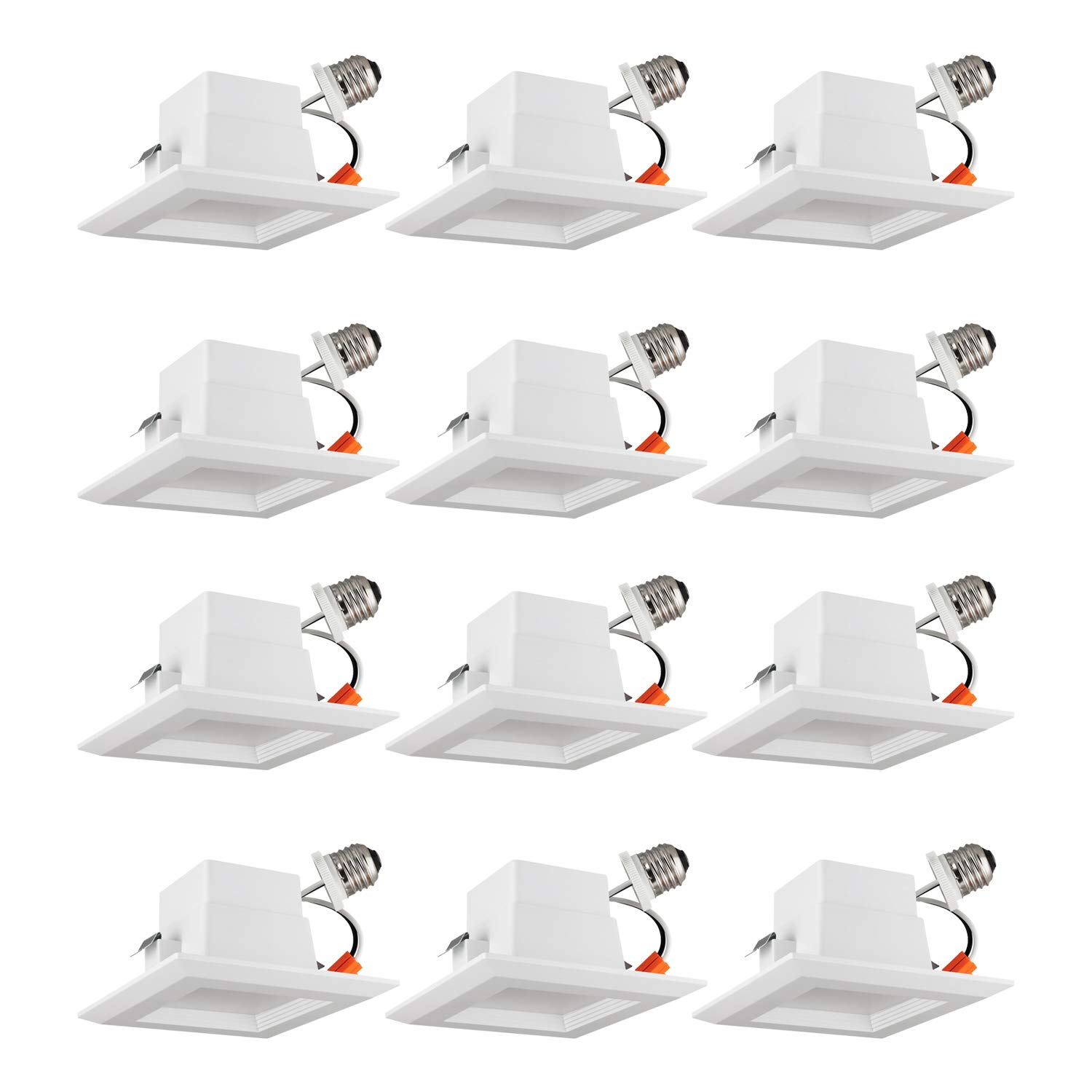 Sunlite LED Retrofit 4-Inch Square Light Fixture, Medium Base, Dimmable ...