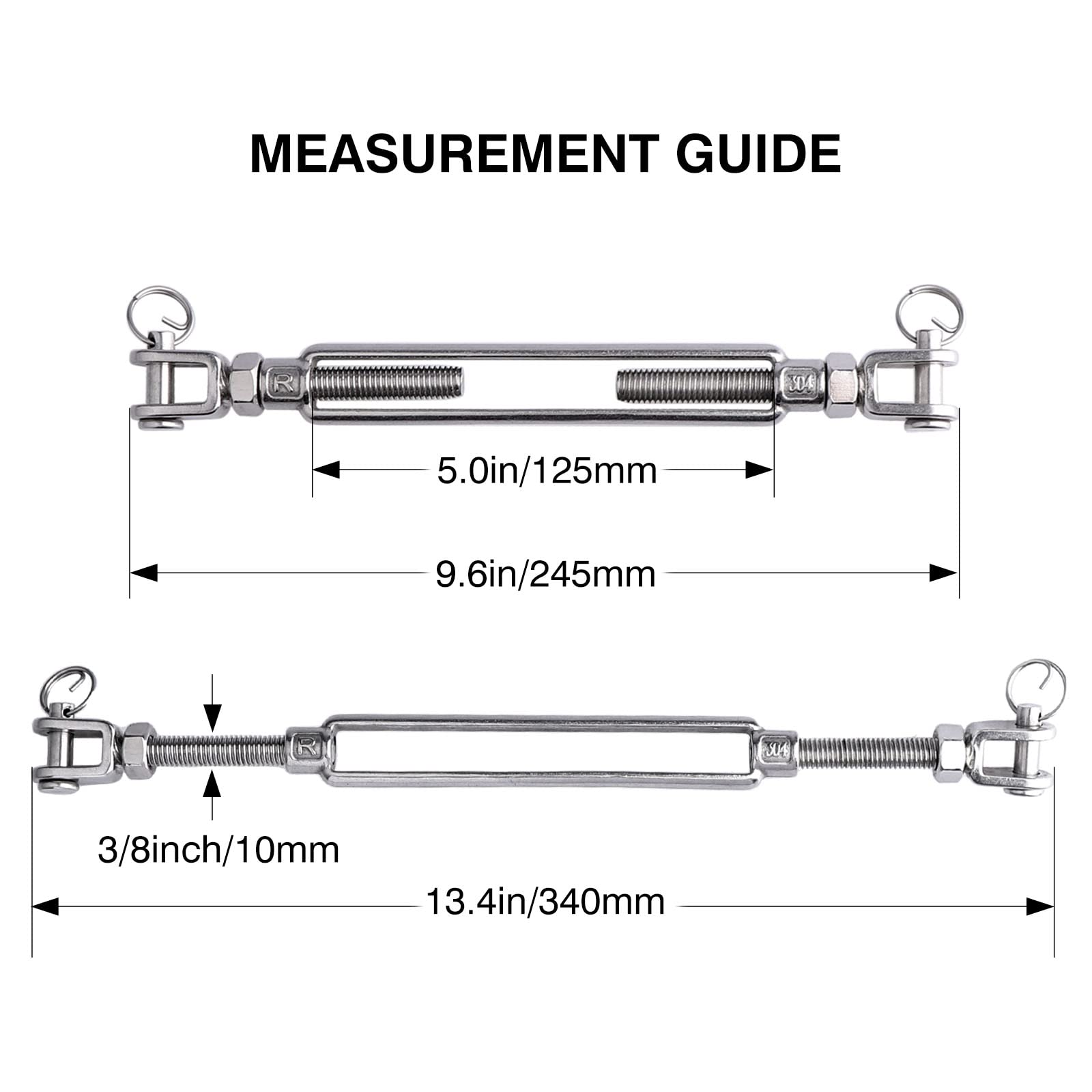 Snapklik.com : LordHardware Stainless Steel 3/8 Inch M10 Jaw And Jaw ...