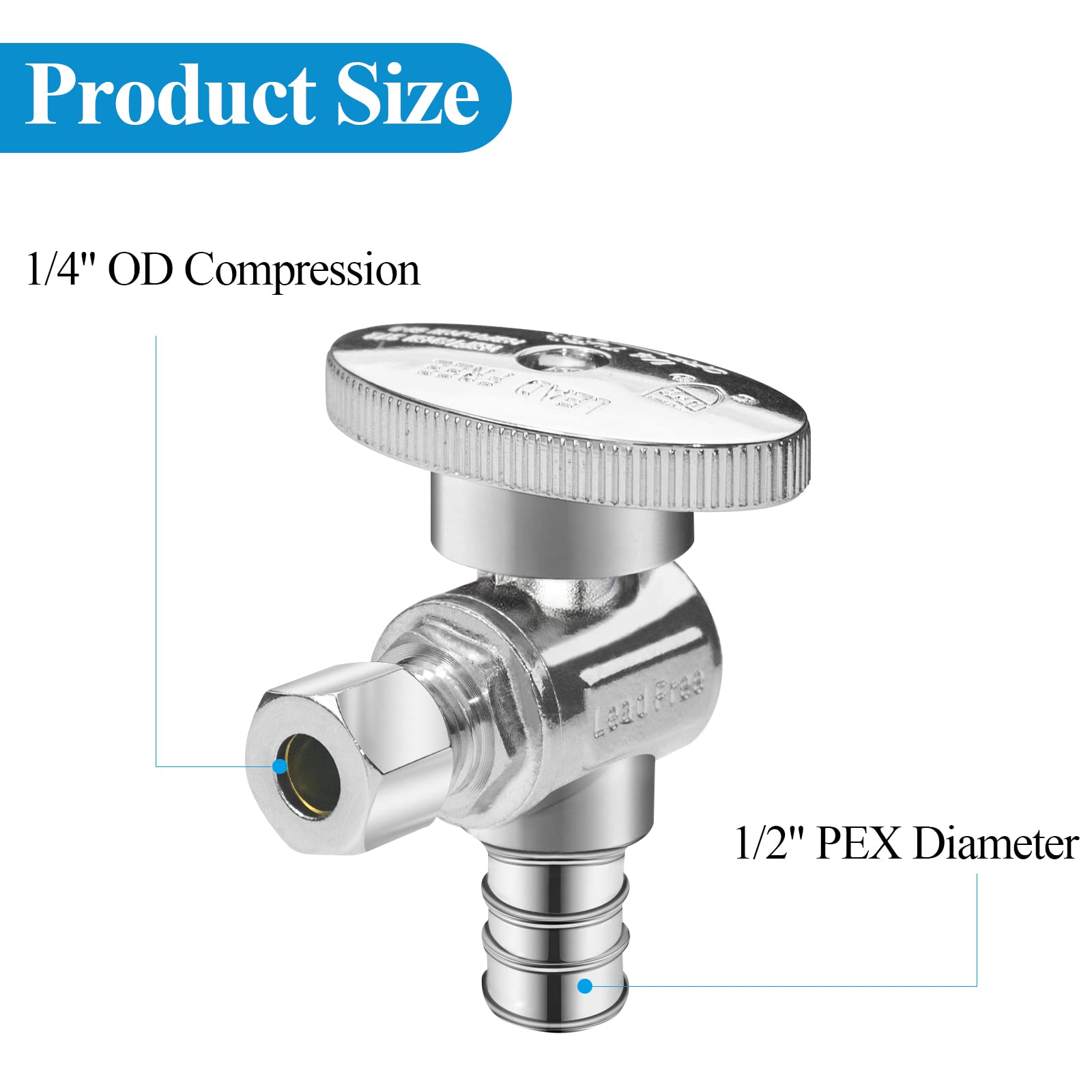 Snapklik.com : WiseWater 1/2 PEX Angle Stop Valve 1/2" PEX X 1/4 ...