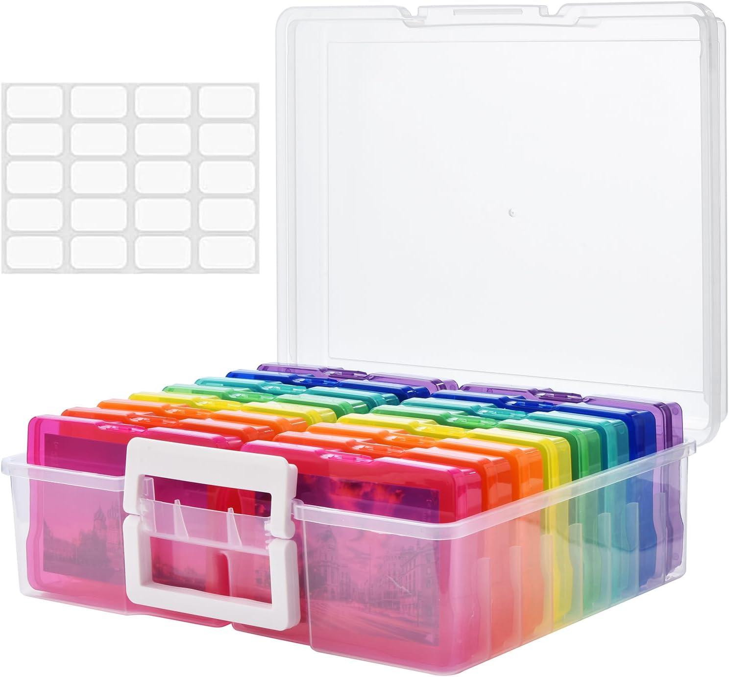 Amazon.com: Haundry Photo Storage Box with 16 Inner 4" x 6" Photo Case ...