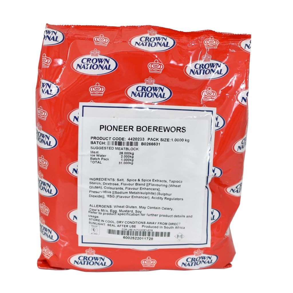 Crown National Pioneer Boerewors Meat Seasoning 1kg South African ...