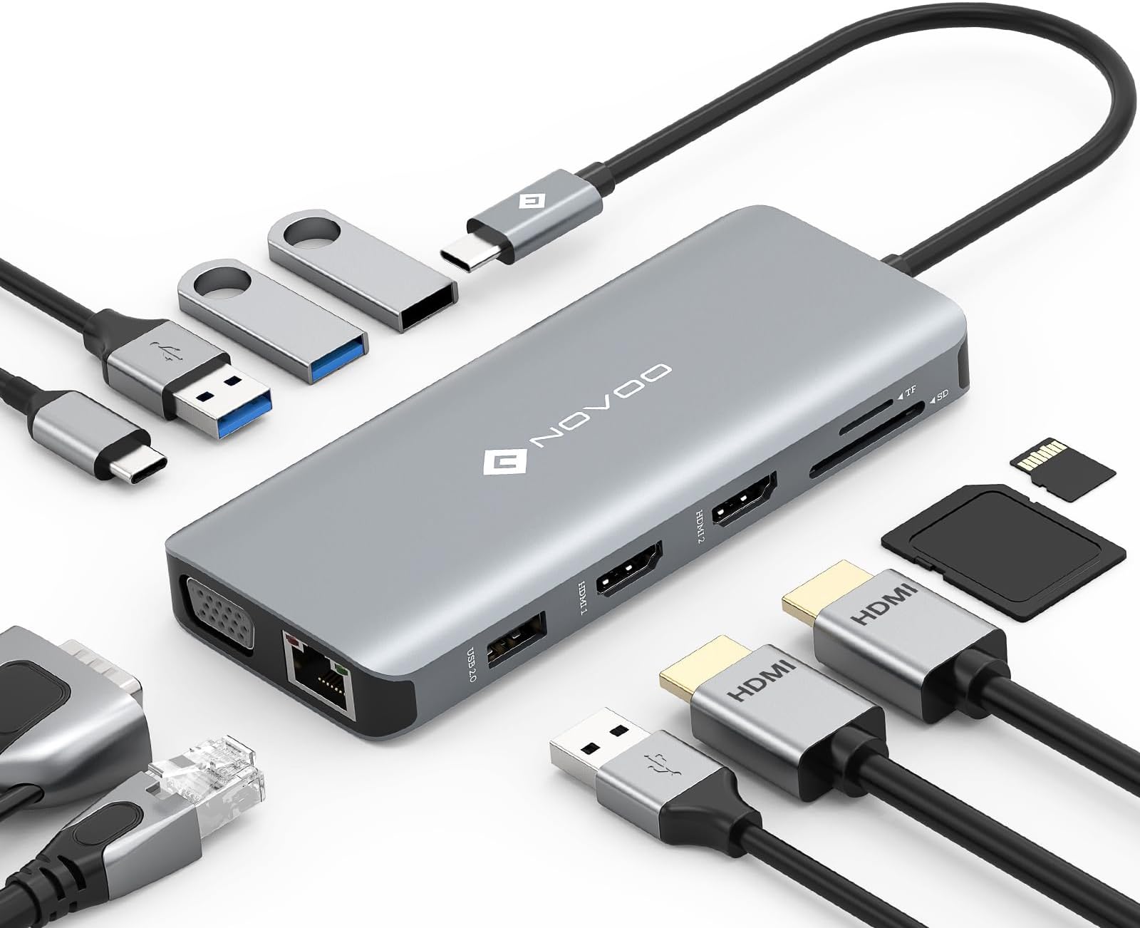 Amazon Basics 11-in-1 USB C HUB Gigabit Ethernet Type-C to HDMI ...