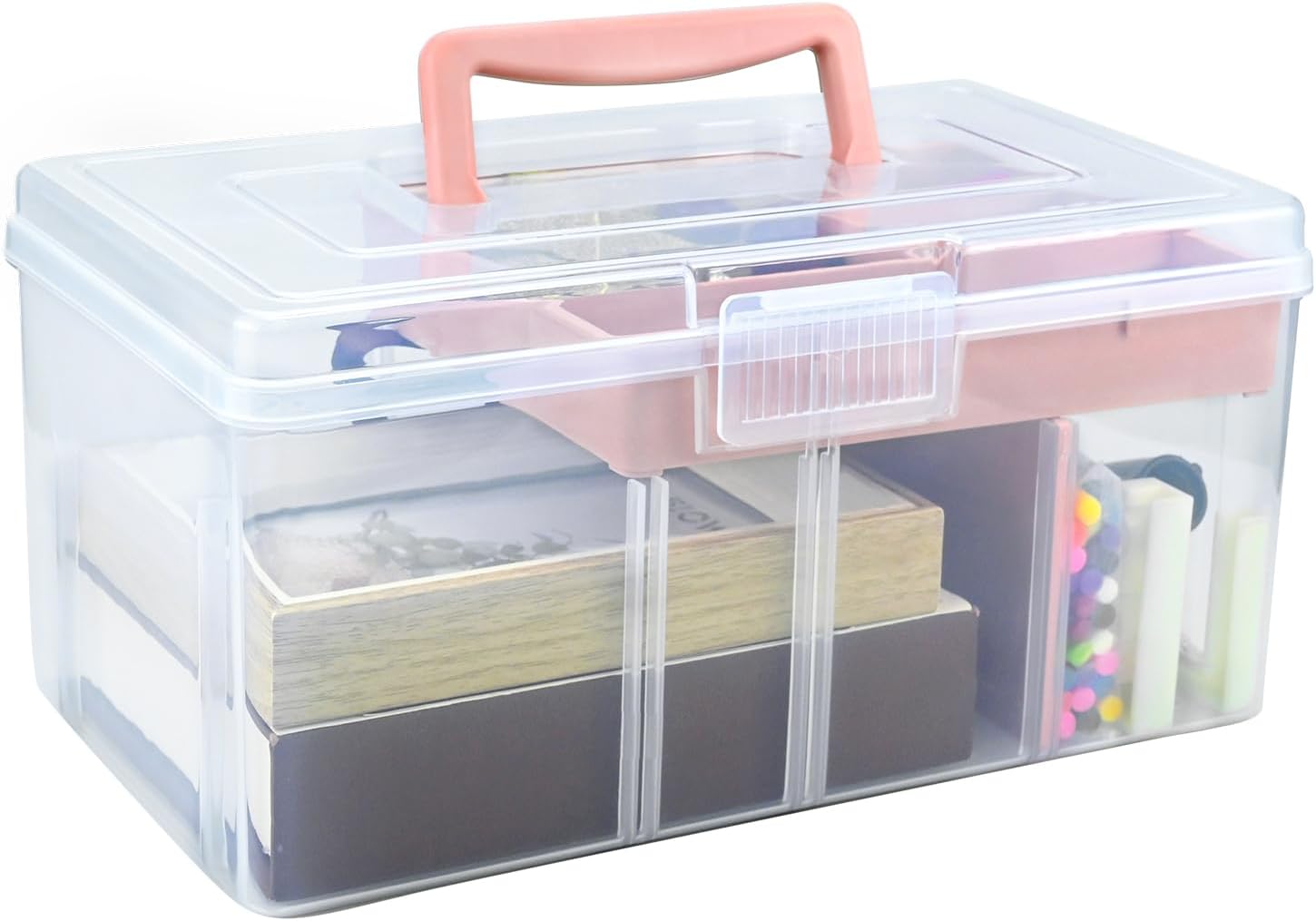 Stackable Clear Storage Craft Box with Lid, Mulit Purpose Storage Boxes ...