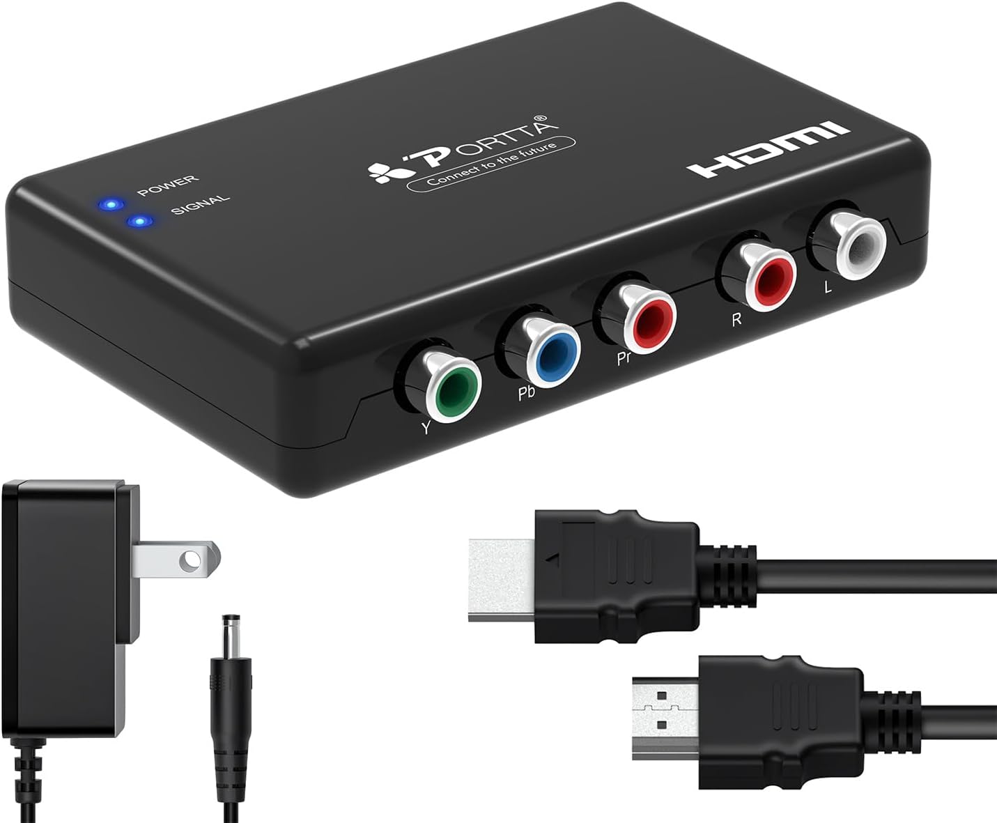 Portta Component to HDMI Converter with HDMI Cable, RGB 5 RCA YPbPr ...