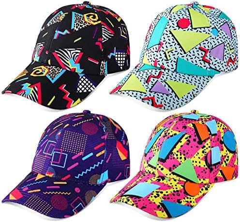 Xtinmee 4 Pack Retro 80s 90s Neon Trucker Hat Baseball Caps for Men ...
