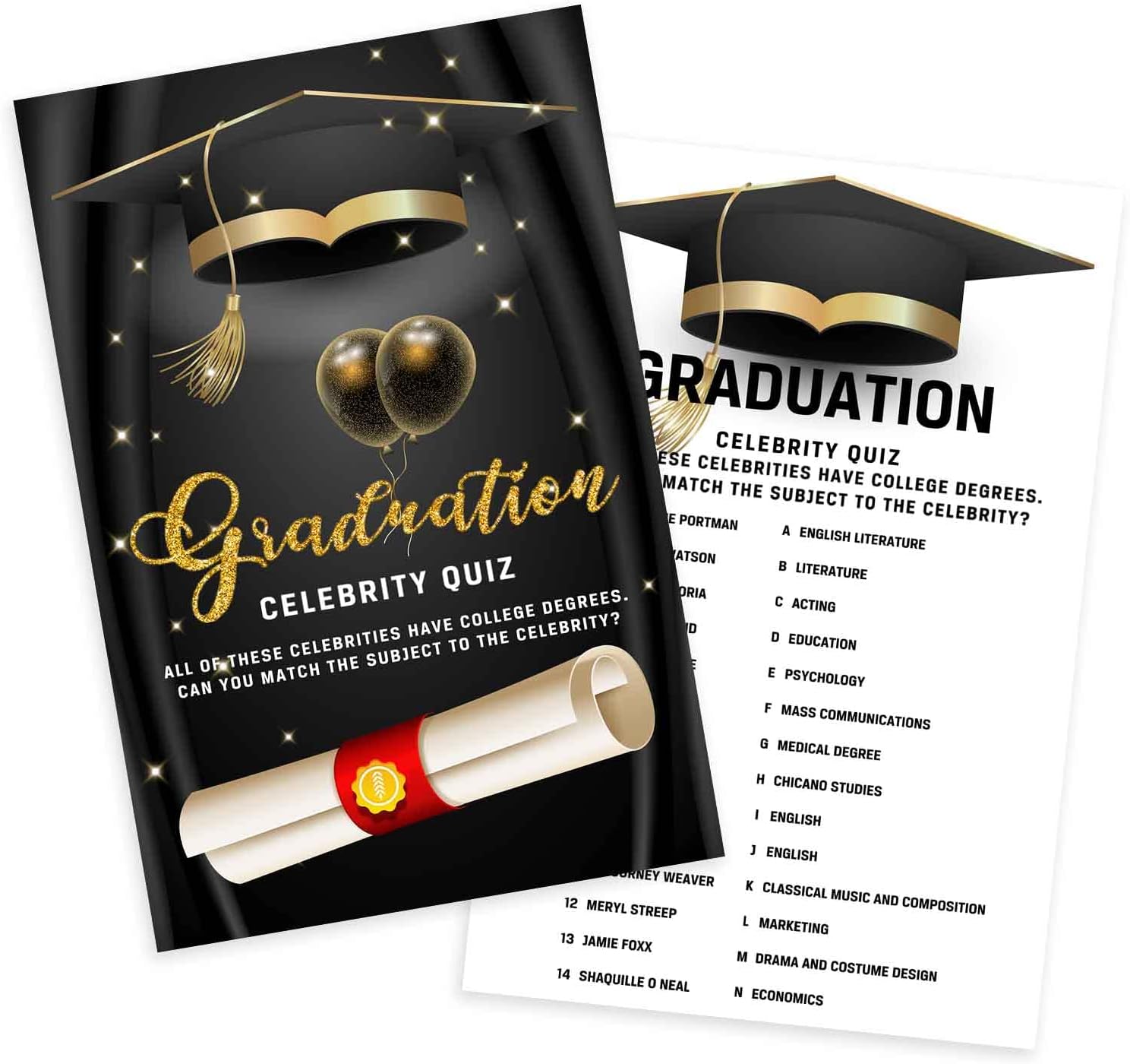 Amazon.com: 2023 Graduation Game Cards - CELEBRITY QUIZ, Grad Party ...