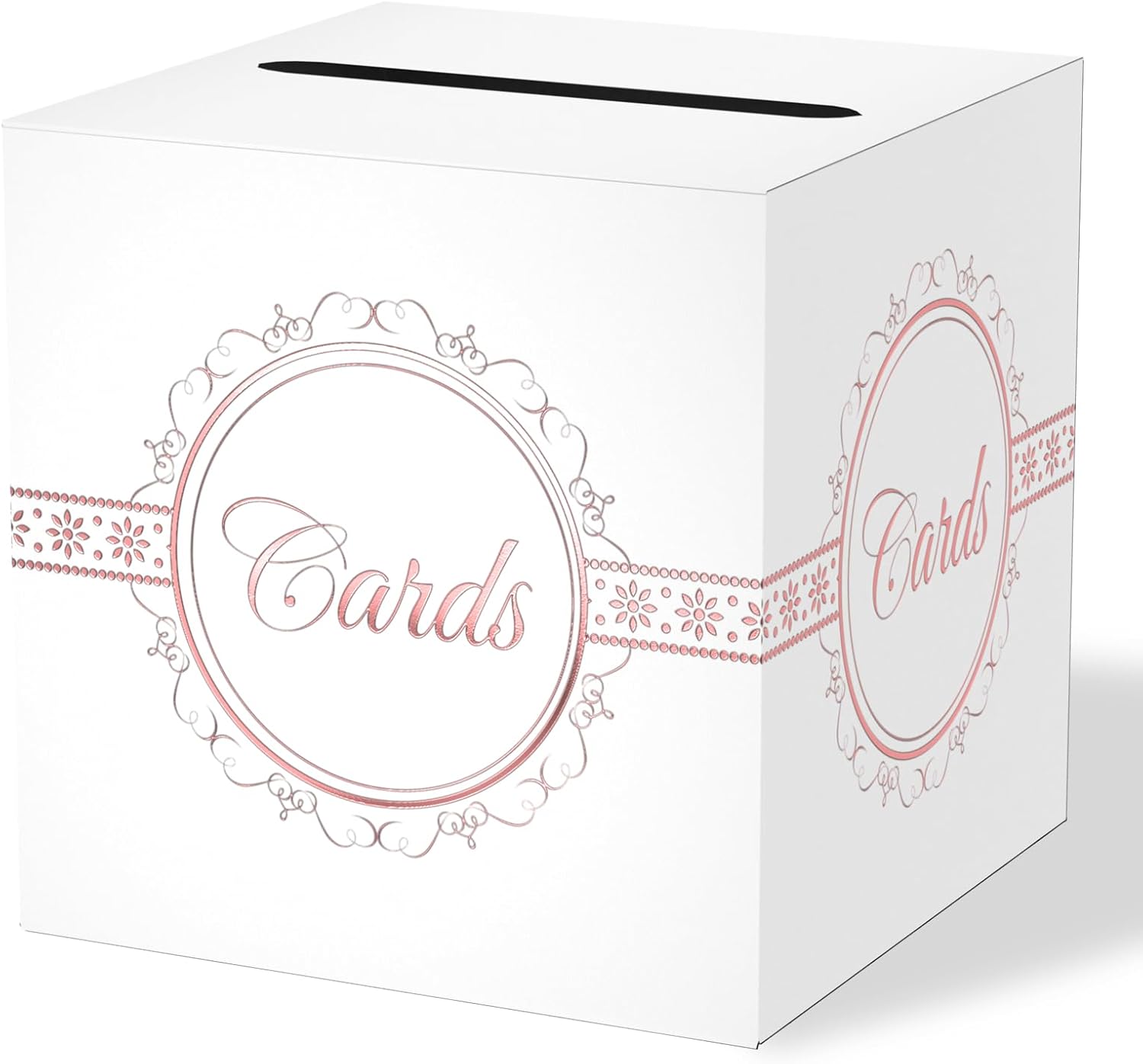 Amazon.com: WNINK White Rose Gold Card Box with Rose Gold Foil Design ...