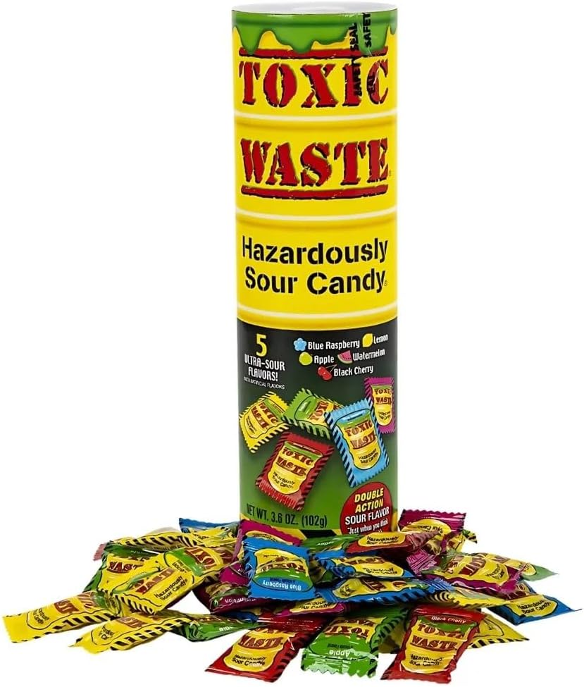 Amazon.com : Toxic Waste Hazardously Sour Candy in Tube Bank - (Pack of ...