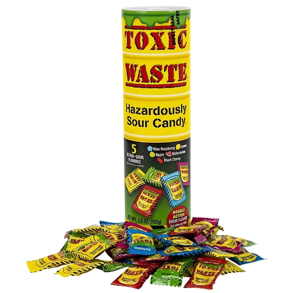 Amazon.com : Toxic Waste Hazardously Sour Candy in Tube Bank - (Pack of ...