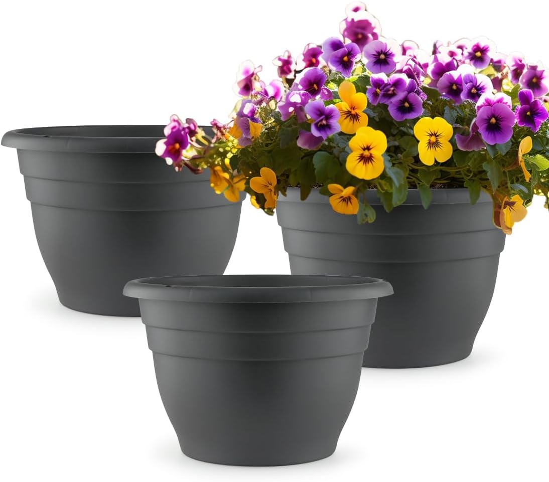Amazon.com : RooTrimmer 3 Pack 11 Inch Plant Pots with Drainage Hole ...
