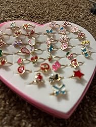 Amazon.com: PASEMM 36pcs Little Girl Jewel Rings, Adjustable, No ...