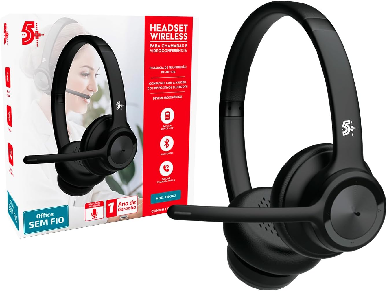 5+ Fone Headset Sem Fio Bluetooth Wireless com Microfone : Amazon.com ...