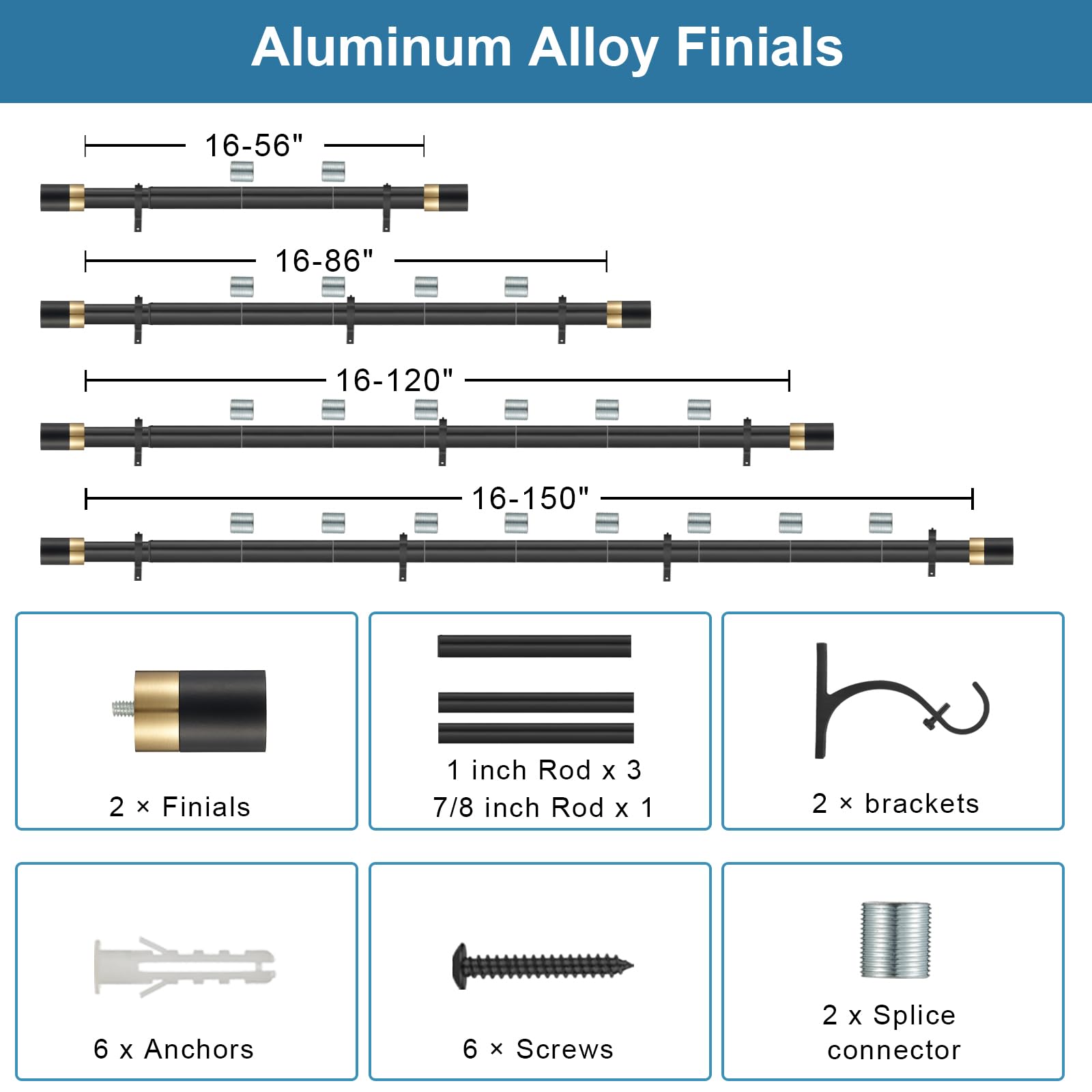Snapklik.com : Splicing Single Window Rods 16-56 Inchs, 1inch Rod ...