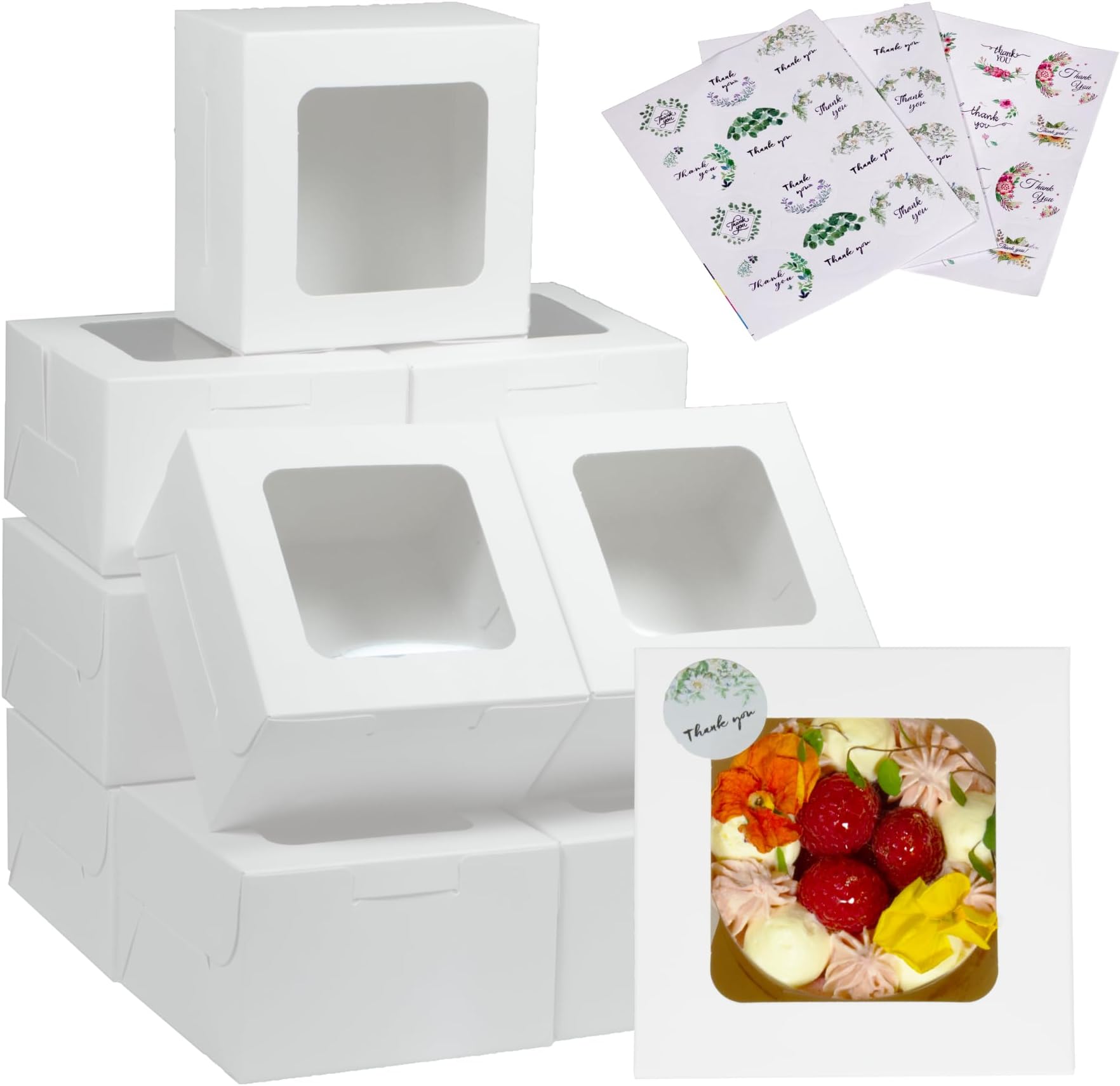 Amazon.com: Vane Delx 30pcs White Bakery Boxes with Window for Clear ...
