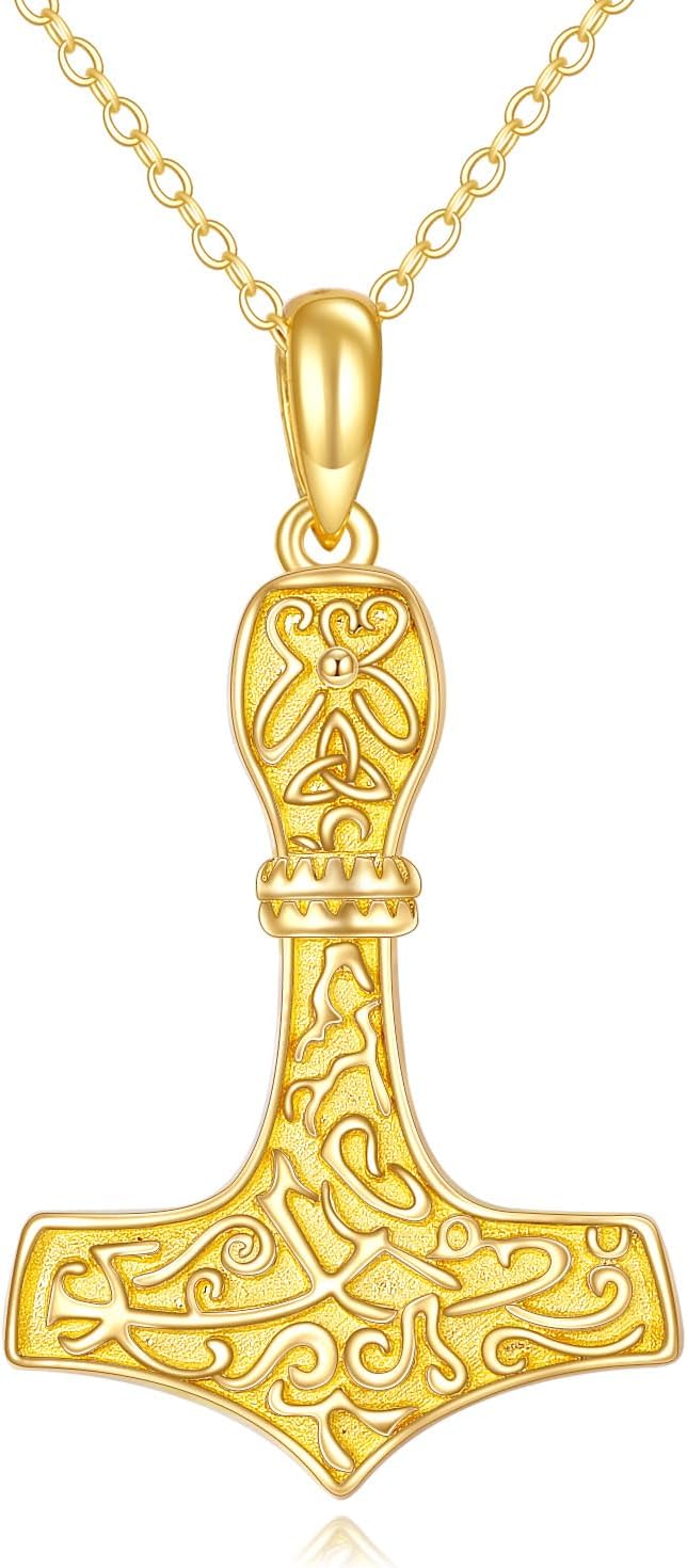 Amazon.com: KECHO Gold Thor's Hammer Necklace Gifts for Women 14K Gold ...