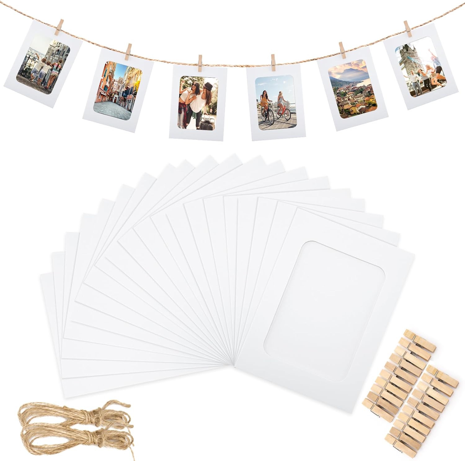 Amazon.com: jijAcraft 20Pcs Paper Photo Frames, 4x6Inch White Picture Display Holders, Cardborad ...