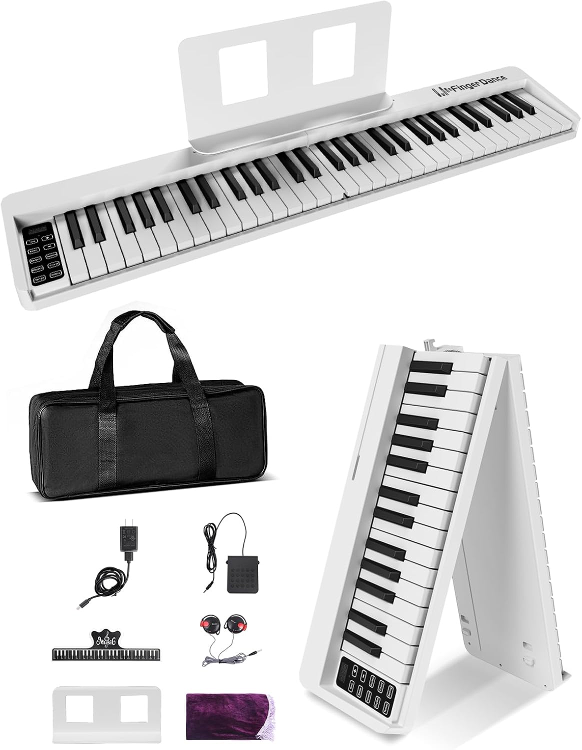 Finger Dance 61 Key Piano Keyboard for Beginner, Folding Piano Keyboard ...