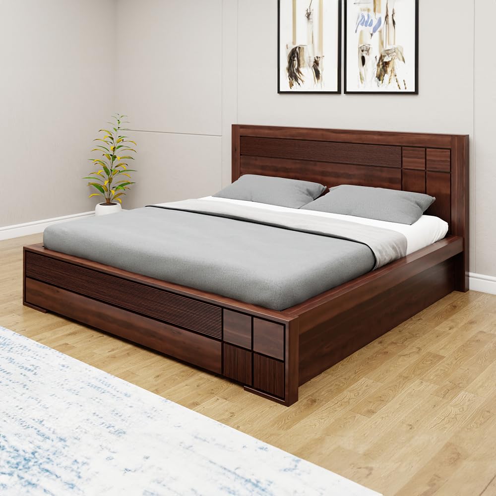Royaloak Mourya Wooden King Size Bed with Storage | Sheesham Wood Bed ...
