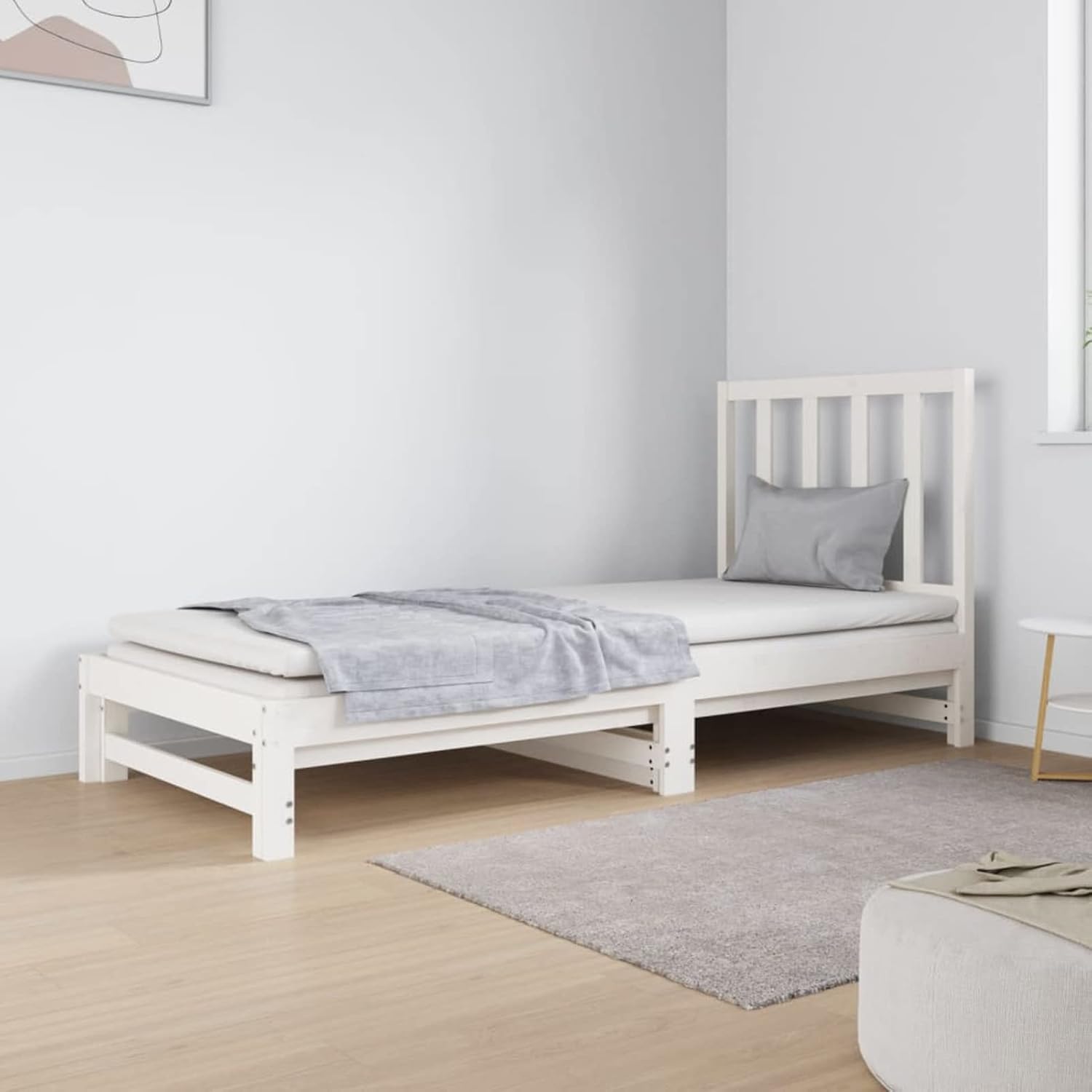 Camerina Pull-out Day Bed White 2x(90x190) cm Solid Wood Pine ...