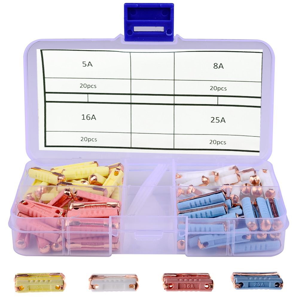 80-Piece Ceramic Torpedo/Bullet Fuse Kit 5A 8A 16A 25A for Audi ...