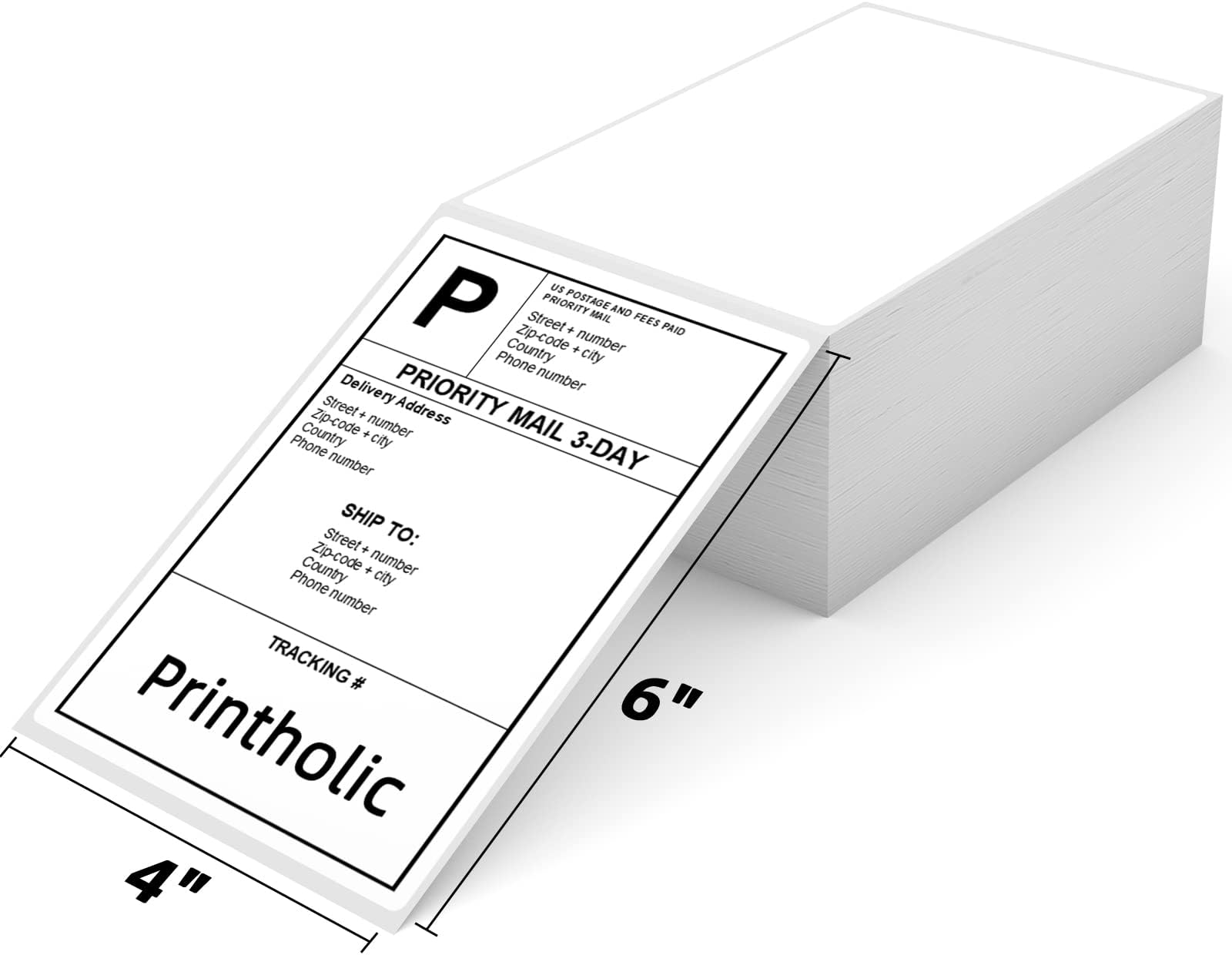 Amazon.com : BPXX 4" x 6" Direct Thermal Labels, 500 Labels, Fanfold ...