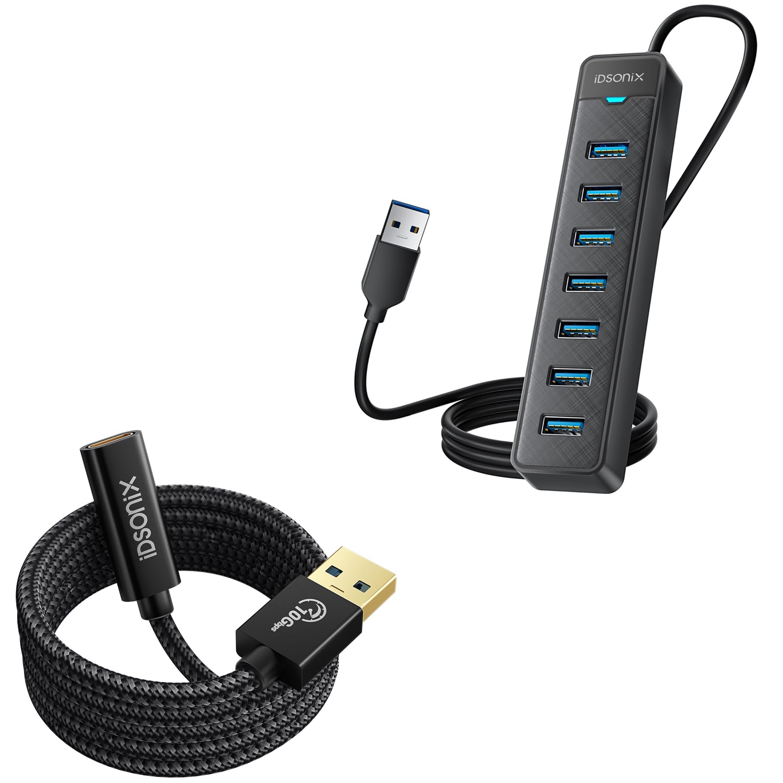 Amazon.com: 7 Prots USB Hub 3.0 1.64Ft & USB C Female to USB Male ...