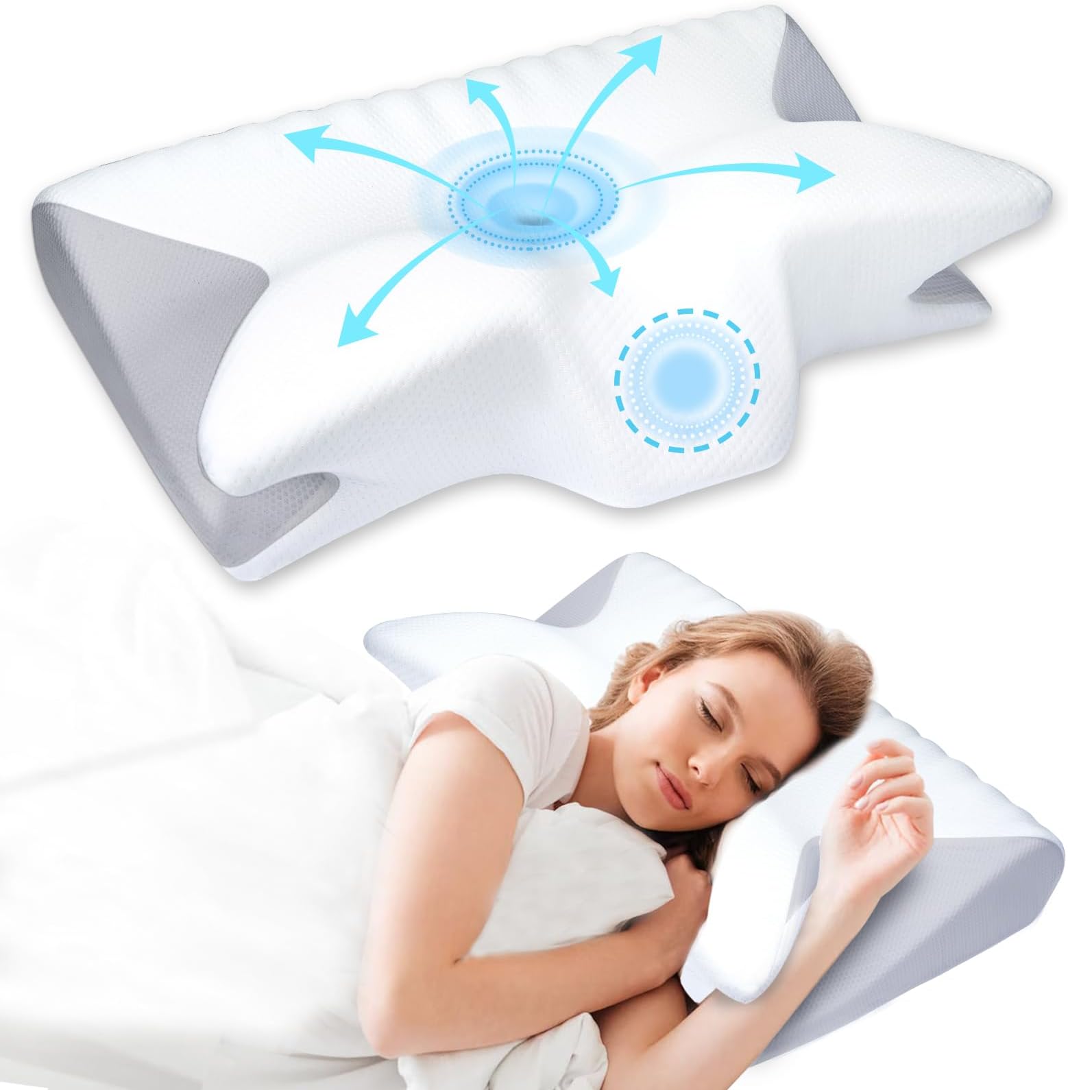 Amazon.com: Anvo Cervical Memory Foam Pillows for Neck Pain, Neck ...