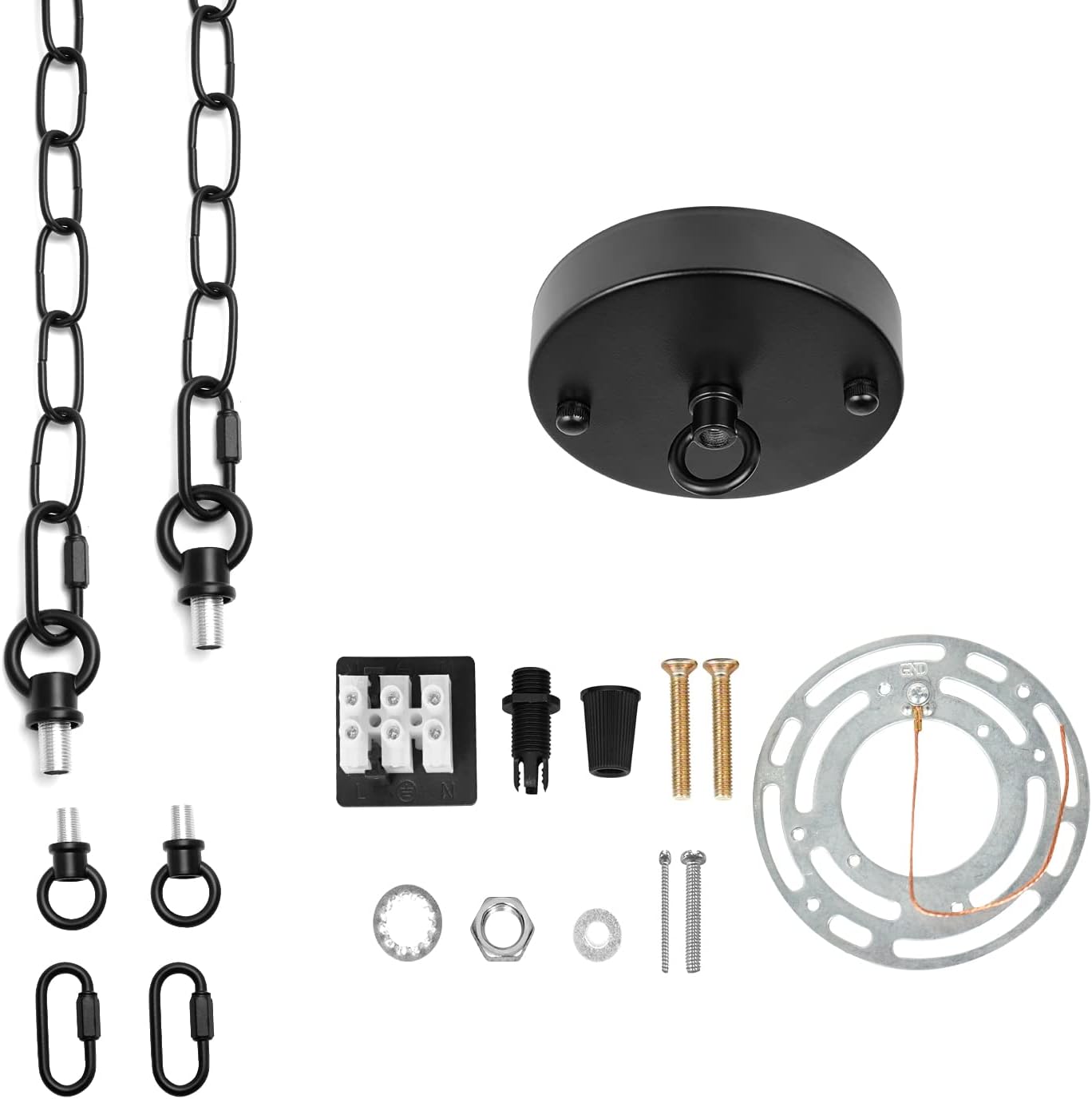 KIGHSIN 71'' Black Metal Adjustable Chain with Connection Locks Screws ...