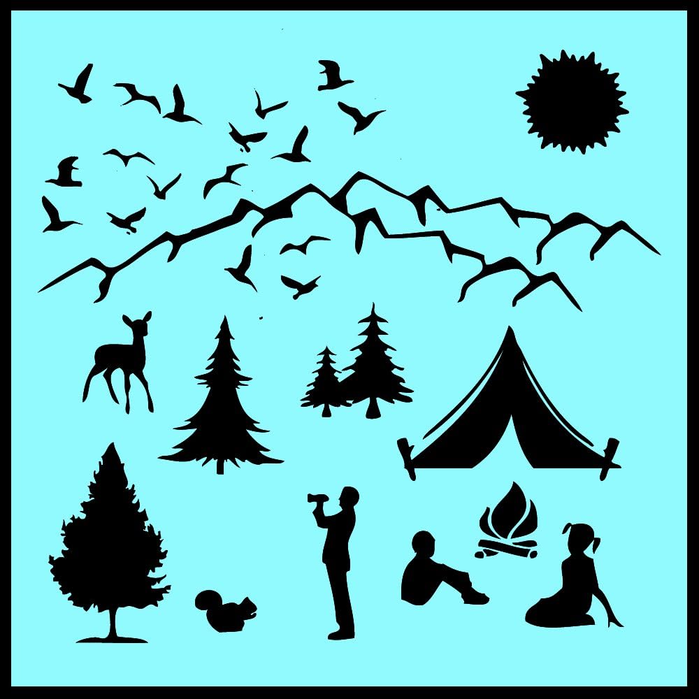 Amazon.com : Auto Vynamics - STENCIL-CAMPSCENE01-X - Detailed Family ...