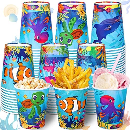 Amazon.com: Cheerland Under the Sea Disposable Party Paper Cups for ...
