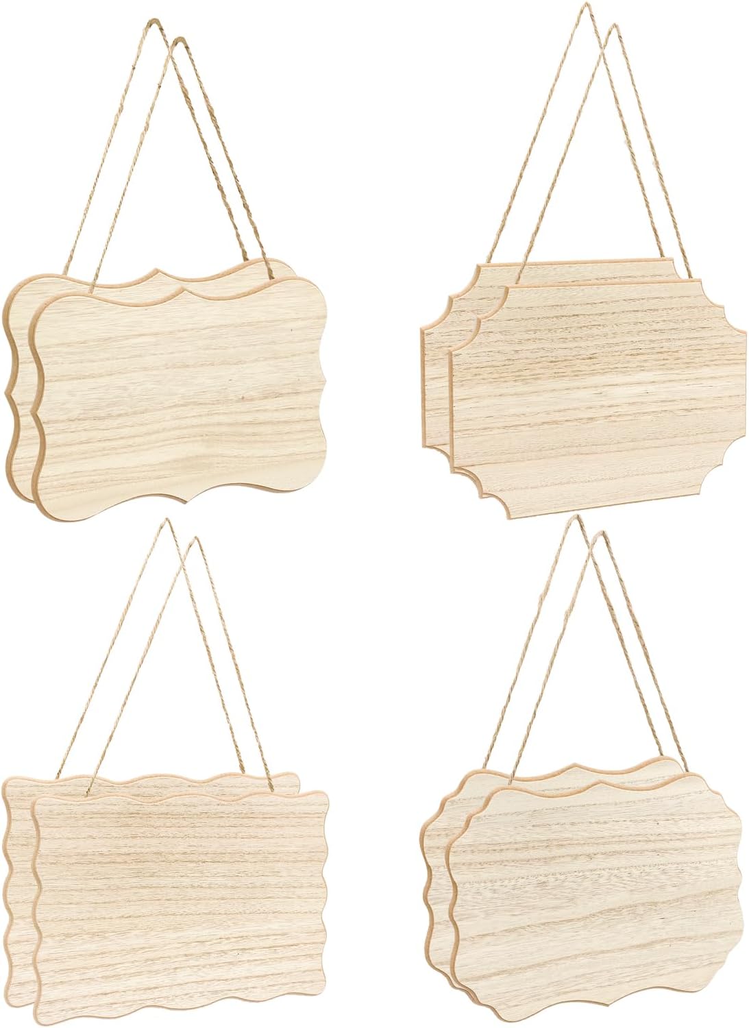 Amazon.com: 8 Pack Unfinished Wood Signs with Jute Hanging Unpainted ...
