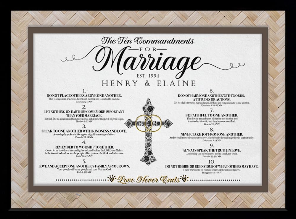 Amazon.com: 10 Commandments for Marriage | Personalized Framed Print ...