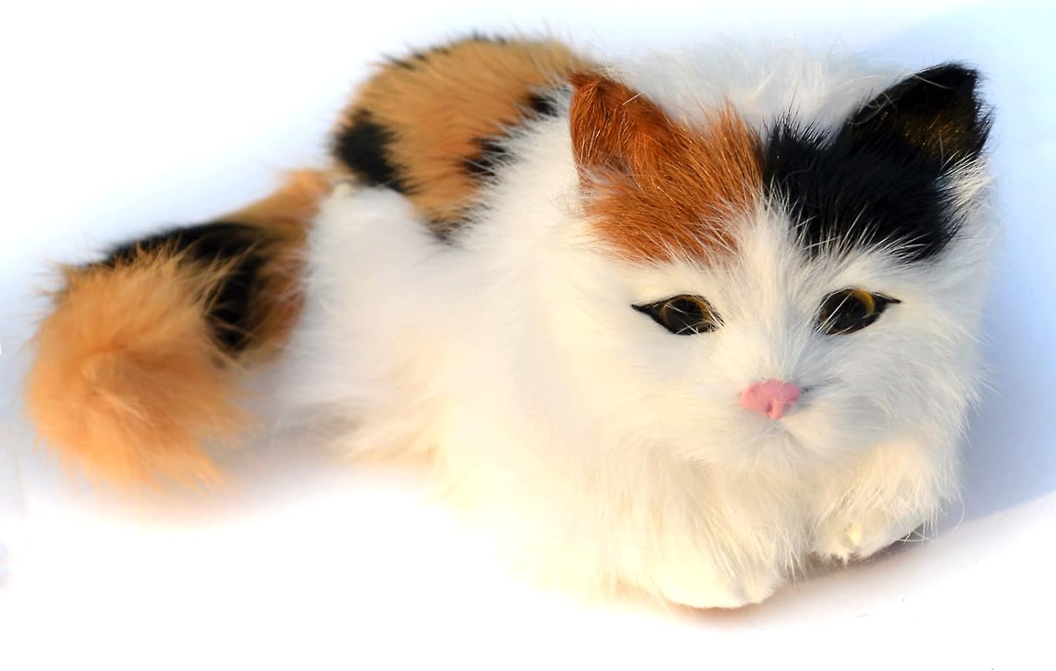 Amazon.com: Basuo-9Q Realistic Furry Baby Calico Cat Figurine ...