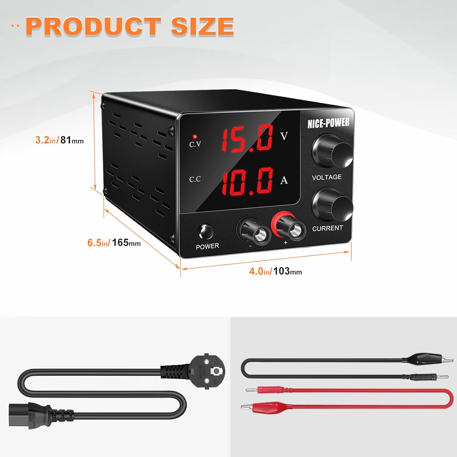 NICE-POWER DC Power Supply Variable 0~30V 0~10A, 3-Digits LED Display ...