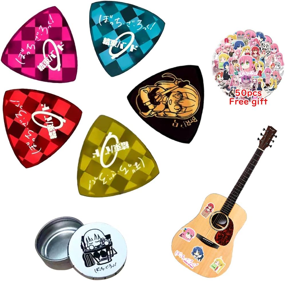 Amazon.com: Bocchi the Rock Guitar Pick 5 Pack Kessoku Band Guitar ...