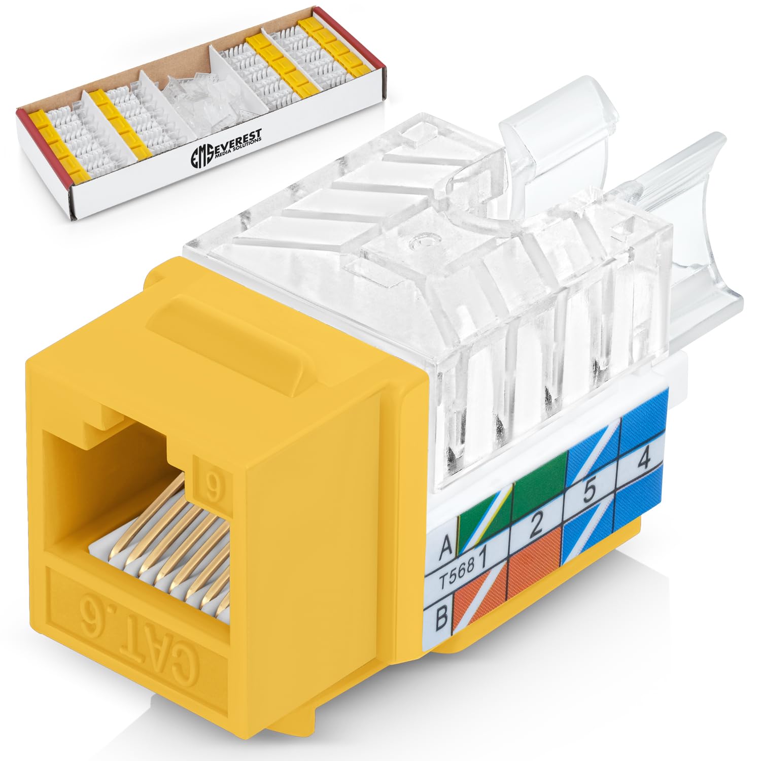Everest Media Solutions 45° Angled CAT6 Keystone Jack in Yellow - Slim ...