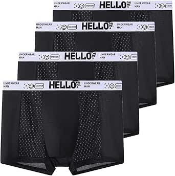 IFSLQNX Hello Mesh Mens Underwear, Low Rise Boxer Briefs for Men, Mens ...