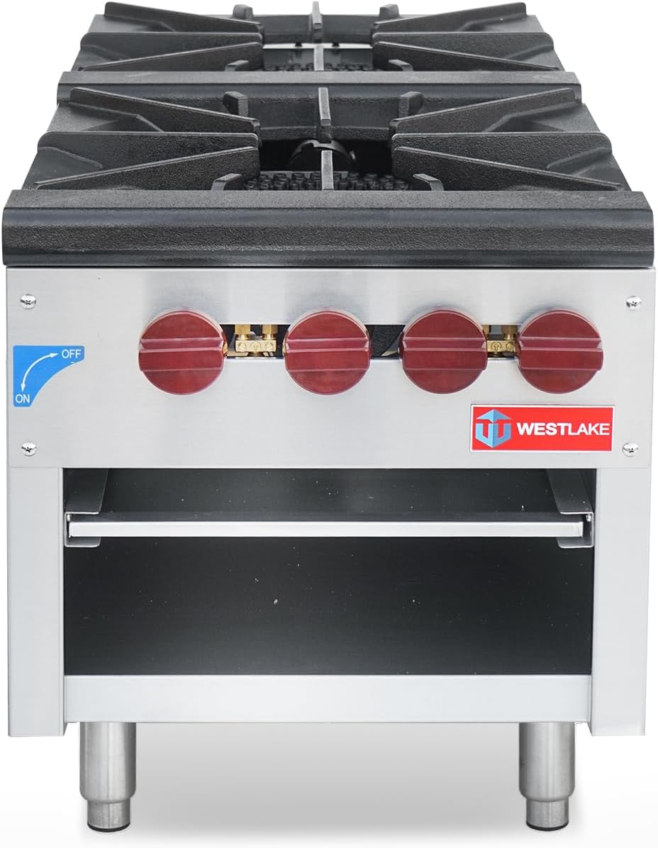 Amazon.com: WESTLAKE Commercial Gas Stock Pot Range, 2 Burners Natural ...
