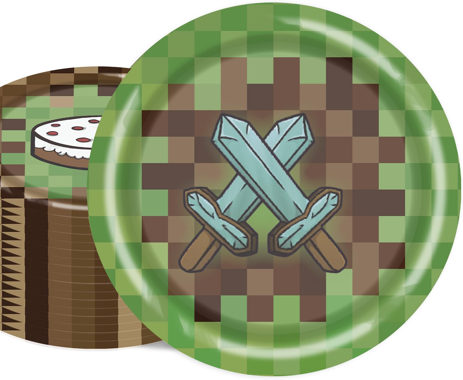 Minecraft Birthday Plates And Napkins 24 PCS Pixel Miner Party Favor ...