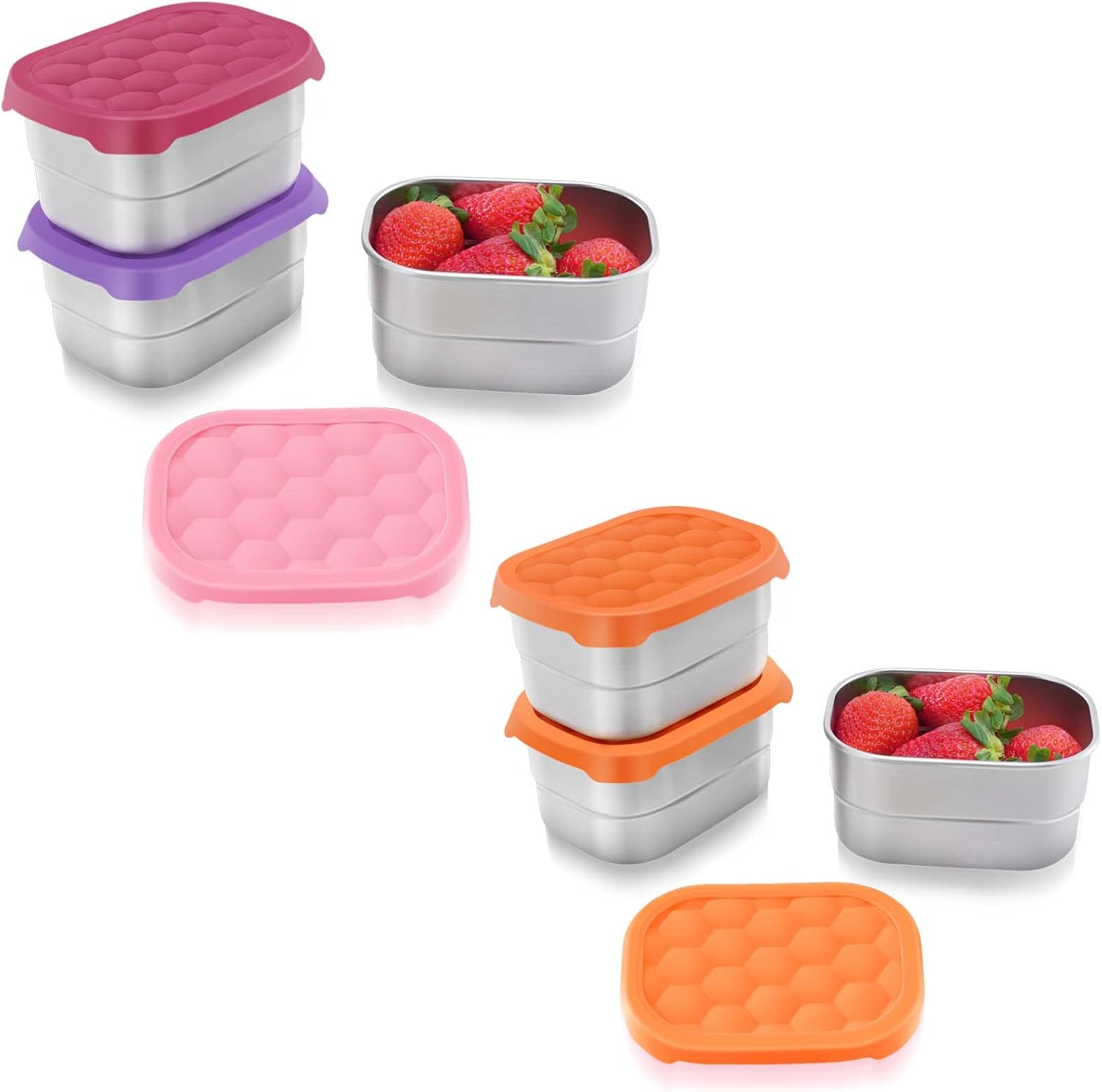 Amazon.com: Tanjiae Bundle - 2 Items Stainless Steel Snack Containers ...