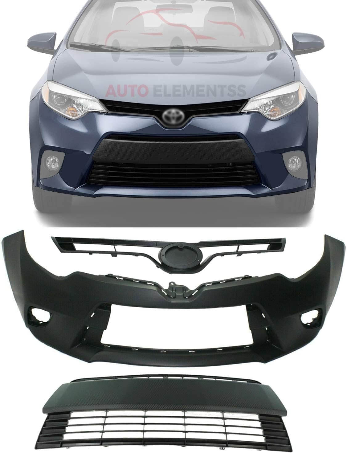 Amazon.com: New Front Bumper Cover Primed with Fog Light Holes + Upper ...