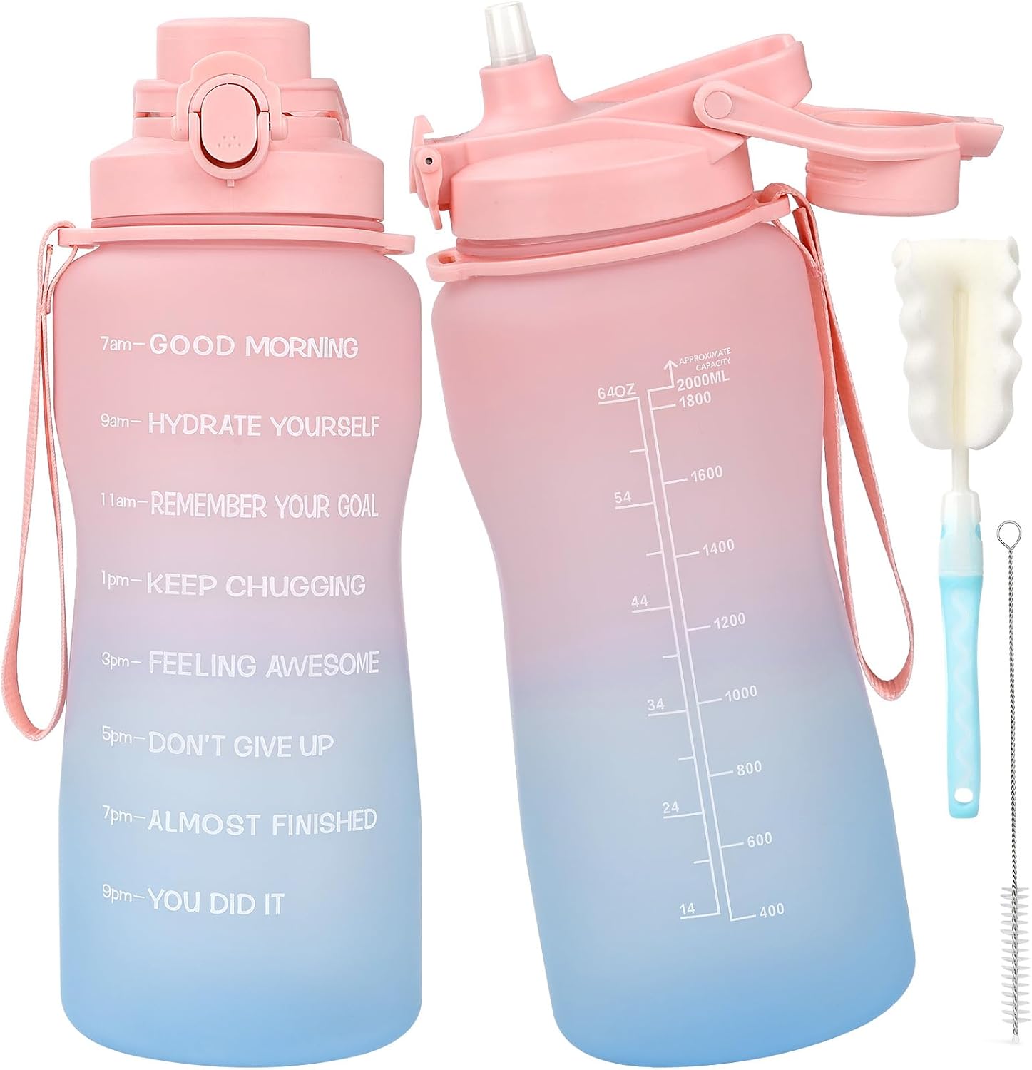 GXCROR Water Bottle 2 liter BPA Free Sports Bottle with Cap and Leak ...