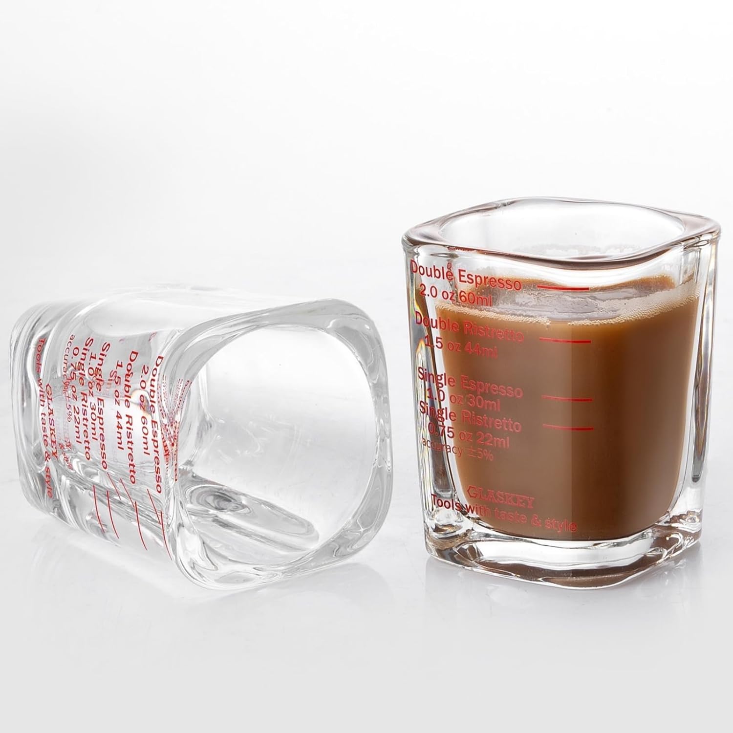 GLASKEY 2 Pack Shot Glasses Measuring Cup,2oz Espresso Shot Glass,Liquid Heavy Glass Wine Glass ...