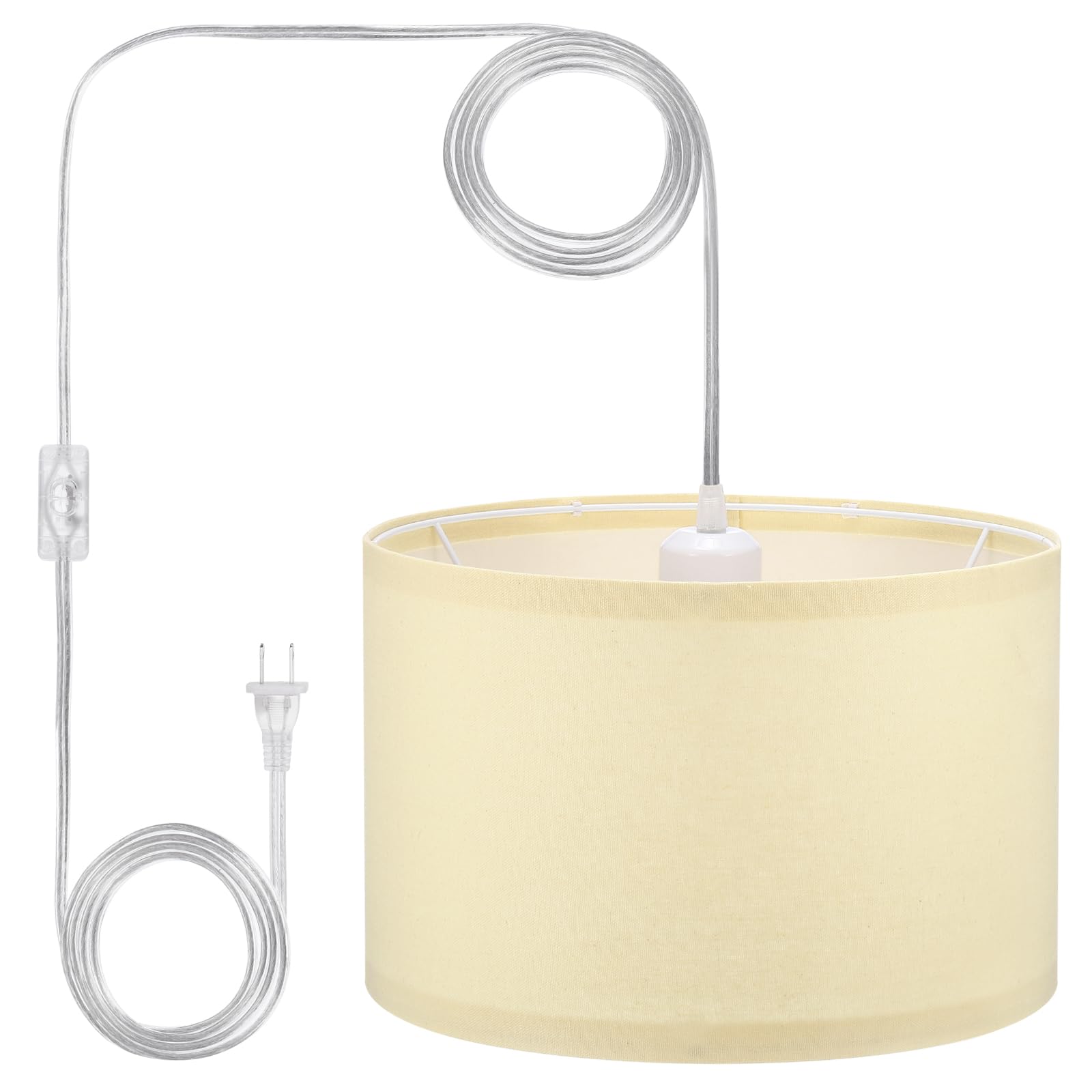 PATIKIL Plug in Pendant Light, 15Ft Rope Cord Hanging Lamp Fixture with ...