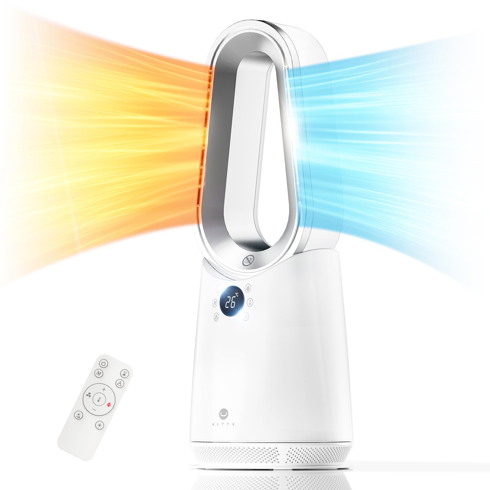 ULTTY Space Heater and Bladeless Tower Fan Combo with Remote, 80 ...