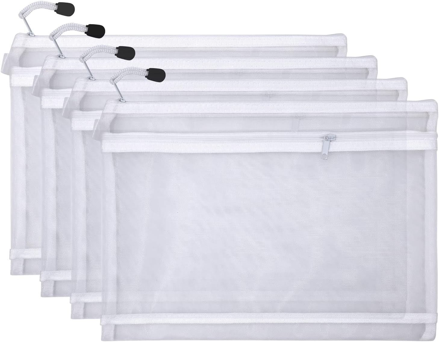 scicent 4 Pcs Mesh Zipper Pouch File Folders Clear Nylon Document Zip ...