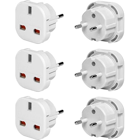 Pack of 5 Travel Adapter | UK to European Plug Adapter Converter (Euro ...