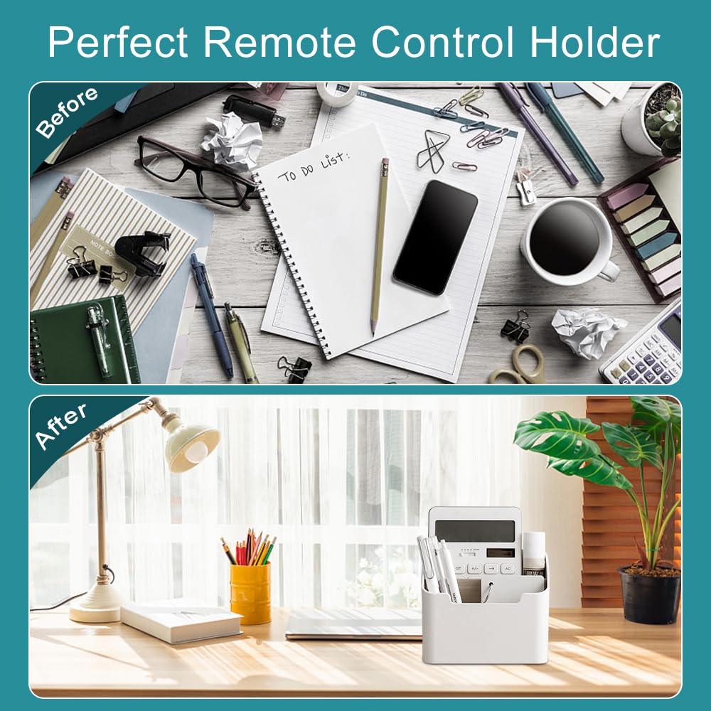 HEKOBAG Remote Control Holder, Desk Caddy Organiser with 2 Compartments ...